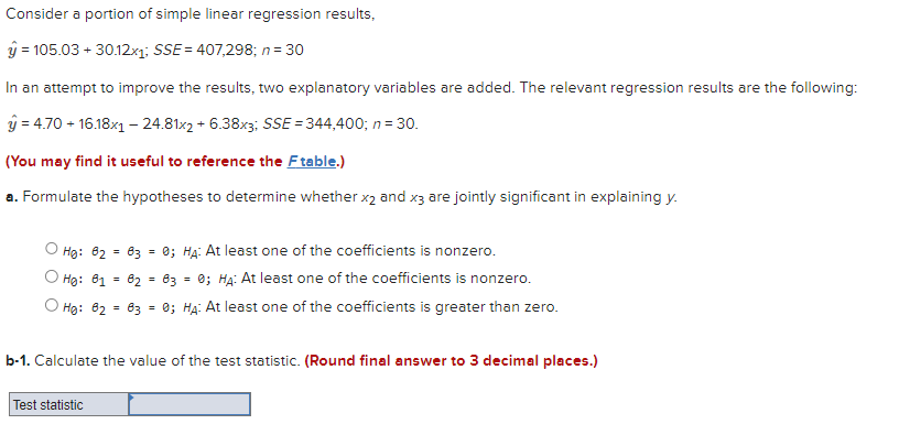 Solved Consider a portion of simple linear regression | Chegg.com