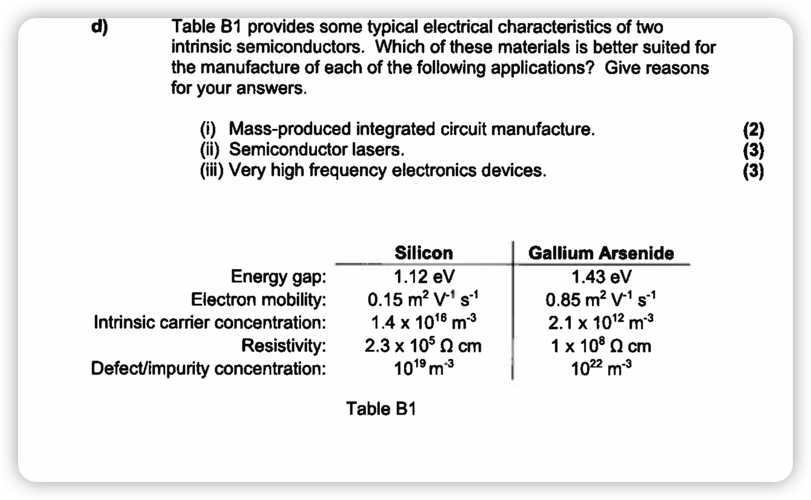 Solved Table B1 provides some typical electrical | Chegg.com