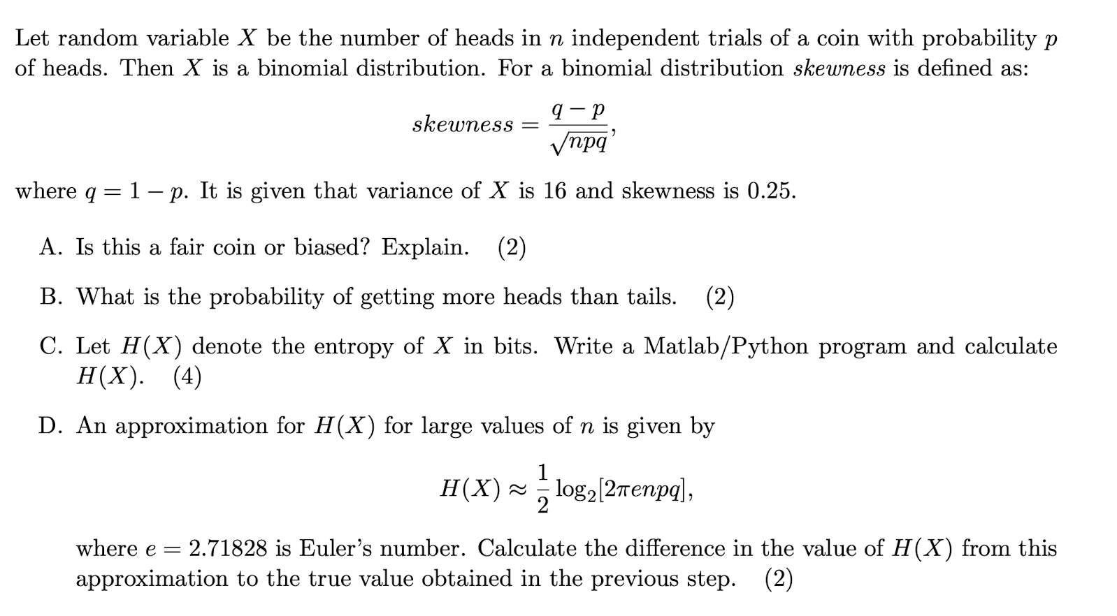 Solved Let random variable X be the number of heads in n | Chegg.com