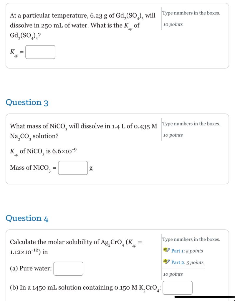 Solved Ksp of NiCO3 is 6.6×10−9 Mass of NiCO3= g Question 4 | Chegg.com