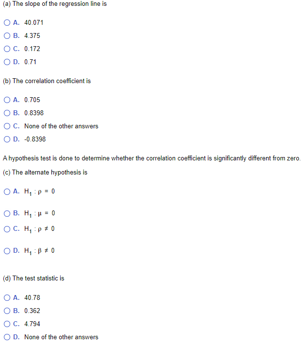 Coefficients Standard Error t Stat P-value 95% | Chegg.com