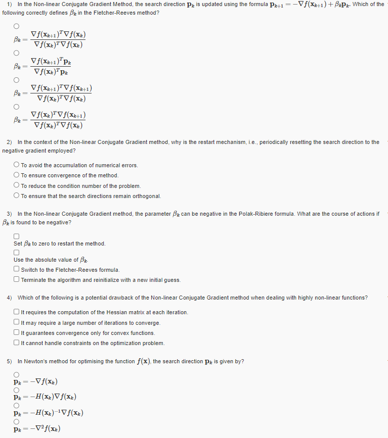 Solved In the Non-linear Conjugate Gradient Method, the | Chegg.com