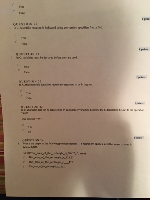 Solved In C, scientific notation is indicated using | Chegg.com