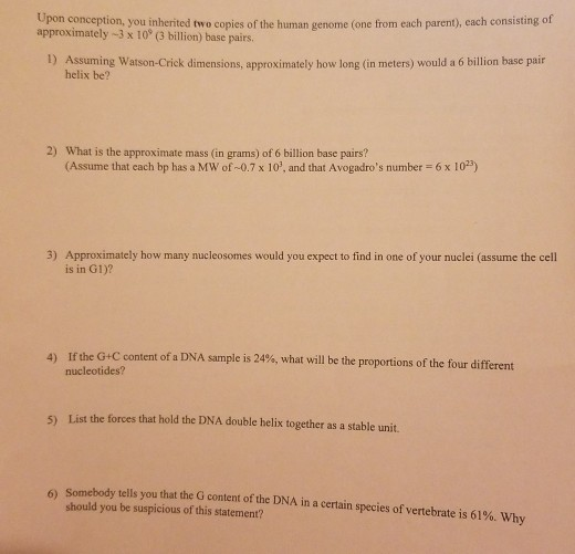 Solved pon conception, you inherited two copies of the human | Chegg.com