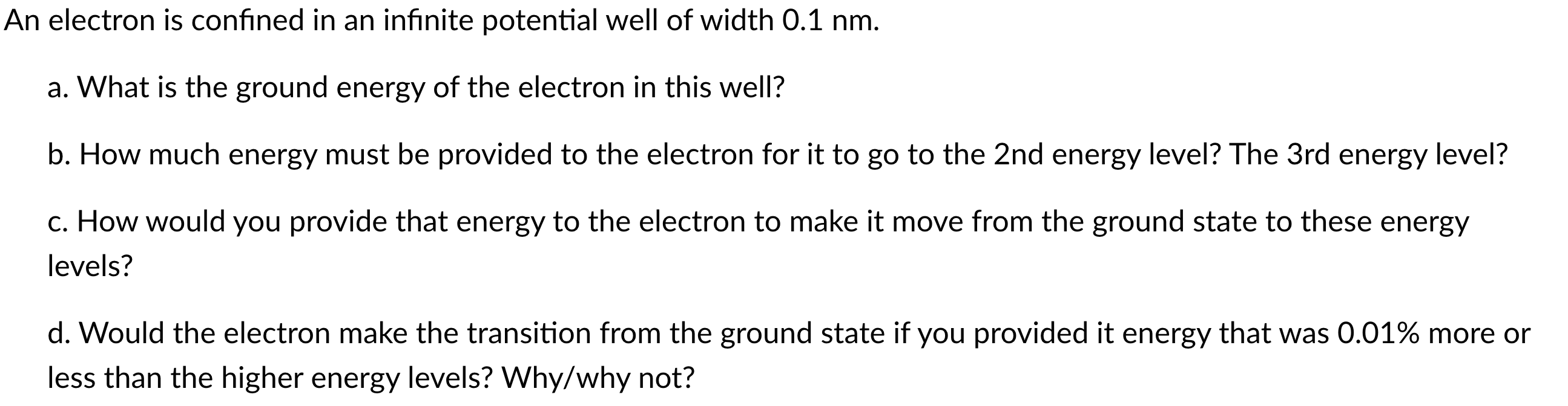 Solved N Electron Is Confined In An Infinite Potential Well