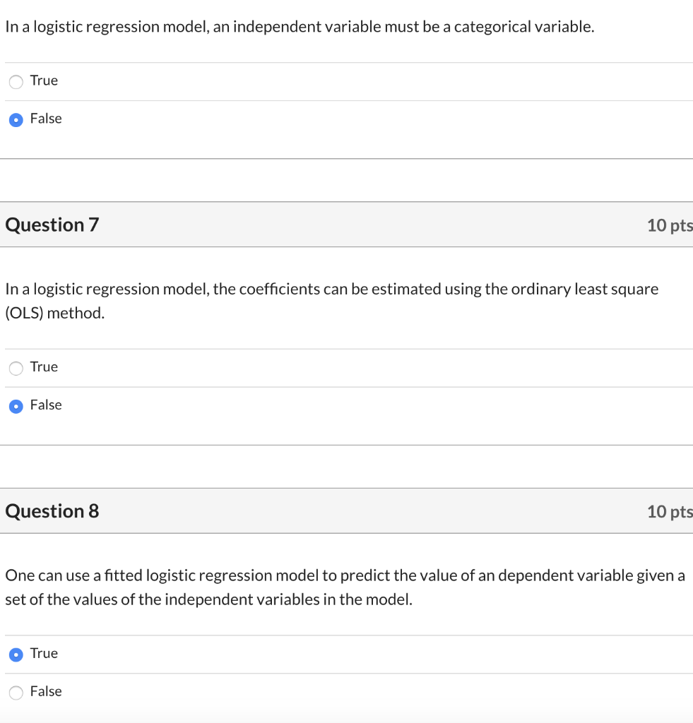 Solved In a logistic regression model, an independent | Chegg.com