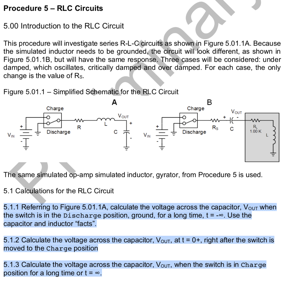 Solved Procedure 5- RLC Circuits 5.00 Introduction to the | Chegg.com
