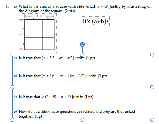 Solved 1. a). What is the area of a square with side length | Chegg.com