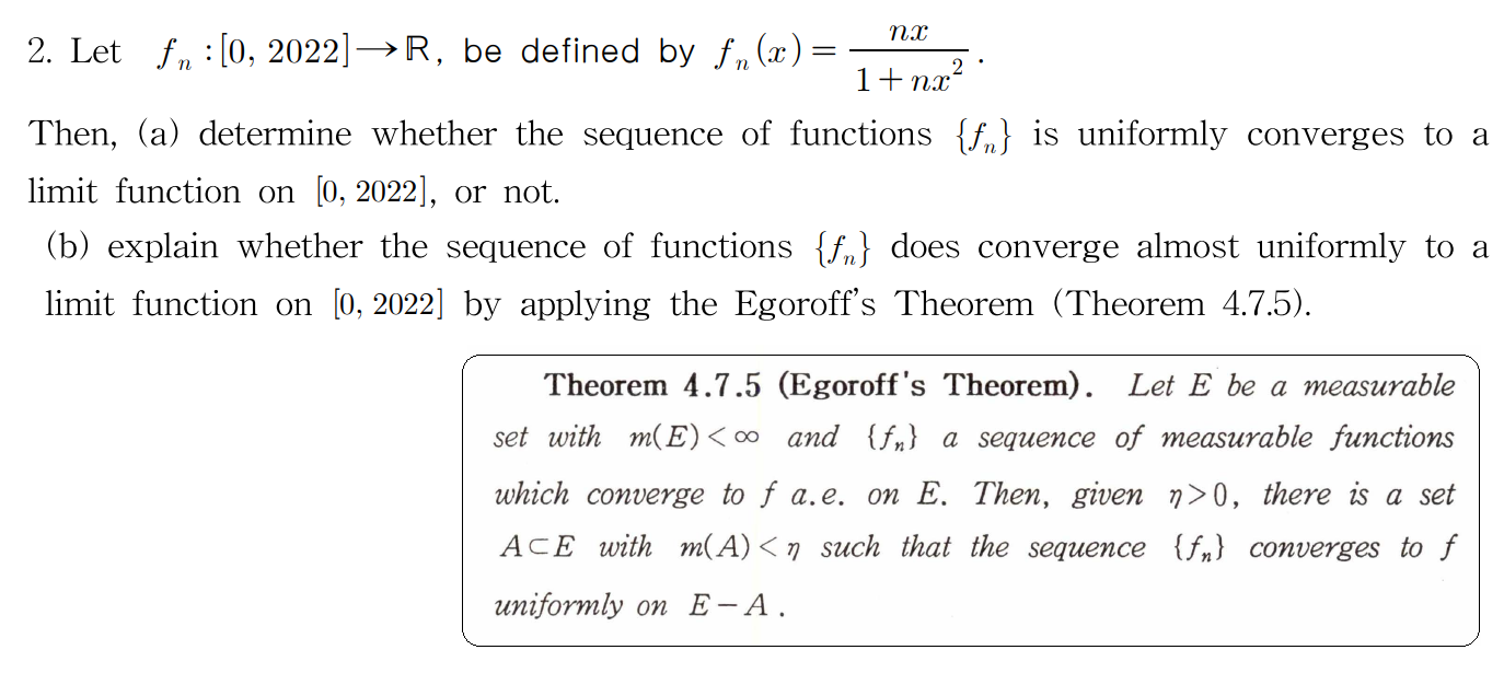 Solved nx 2. Let fn[0, 2022]→R, be defined by f (x): 1+nx² | Chegg.com