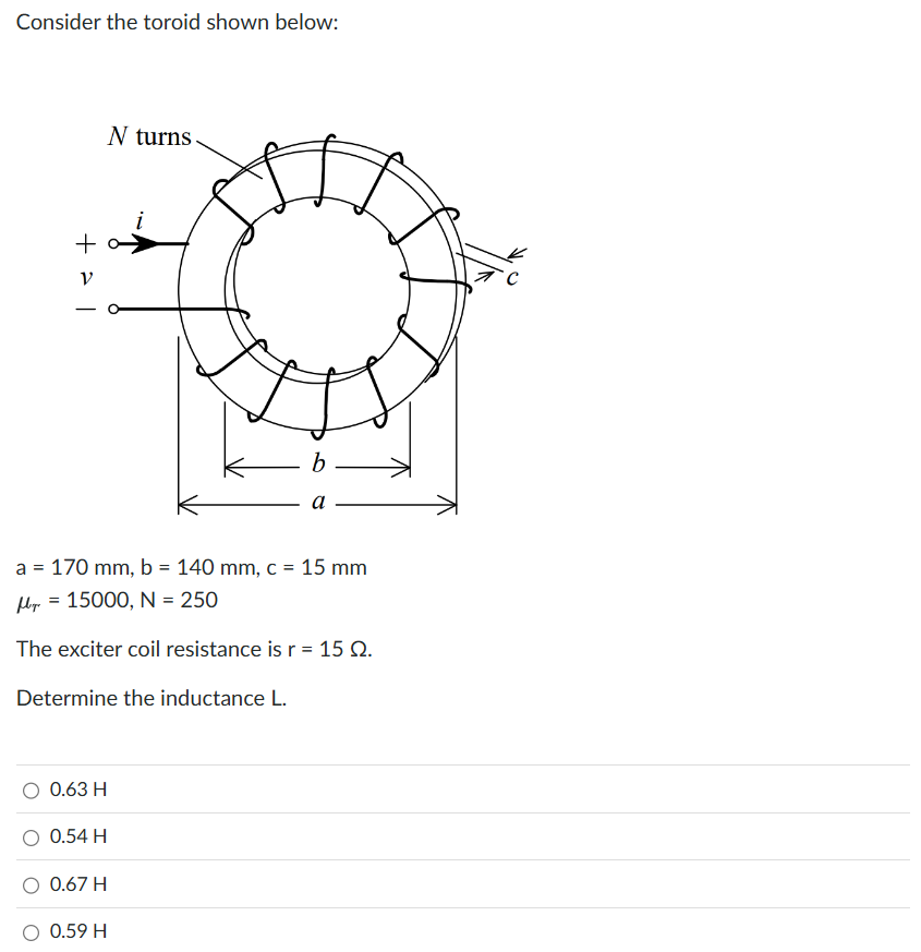 Solved Consider the toroid shown | Chegg.com
