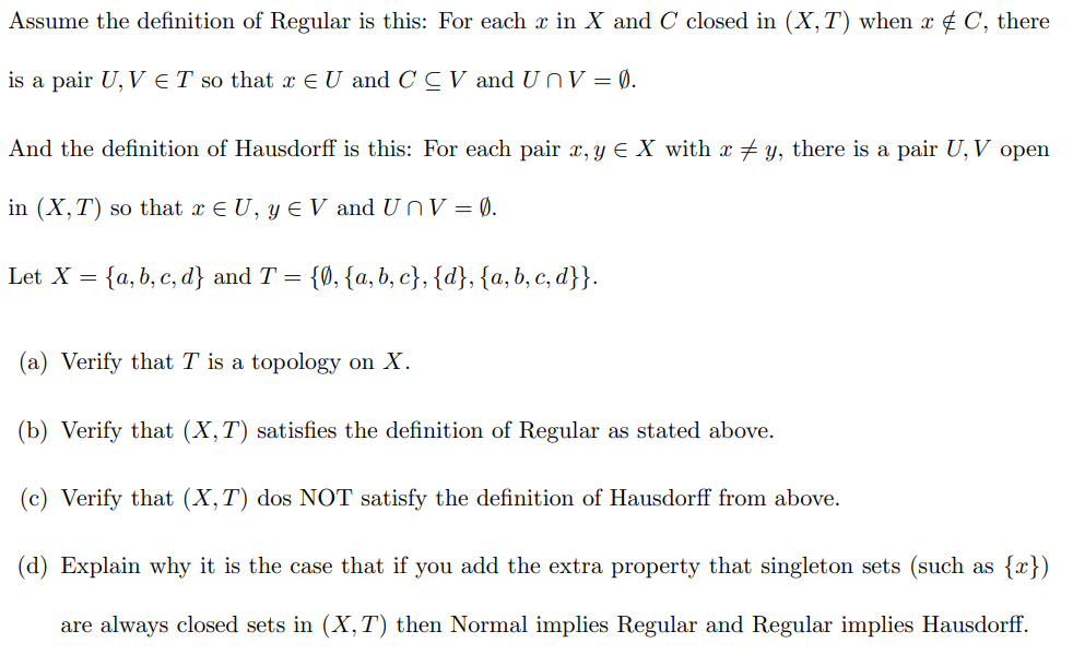 Solved Assume the definition of Regular is this: For each x | Chegg.com