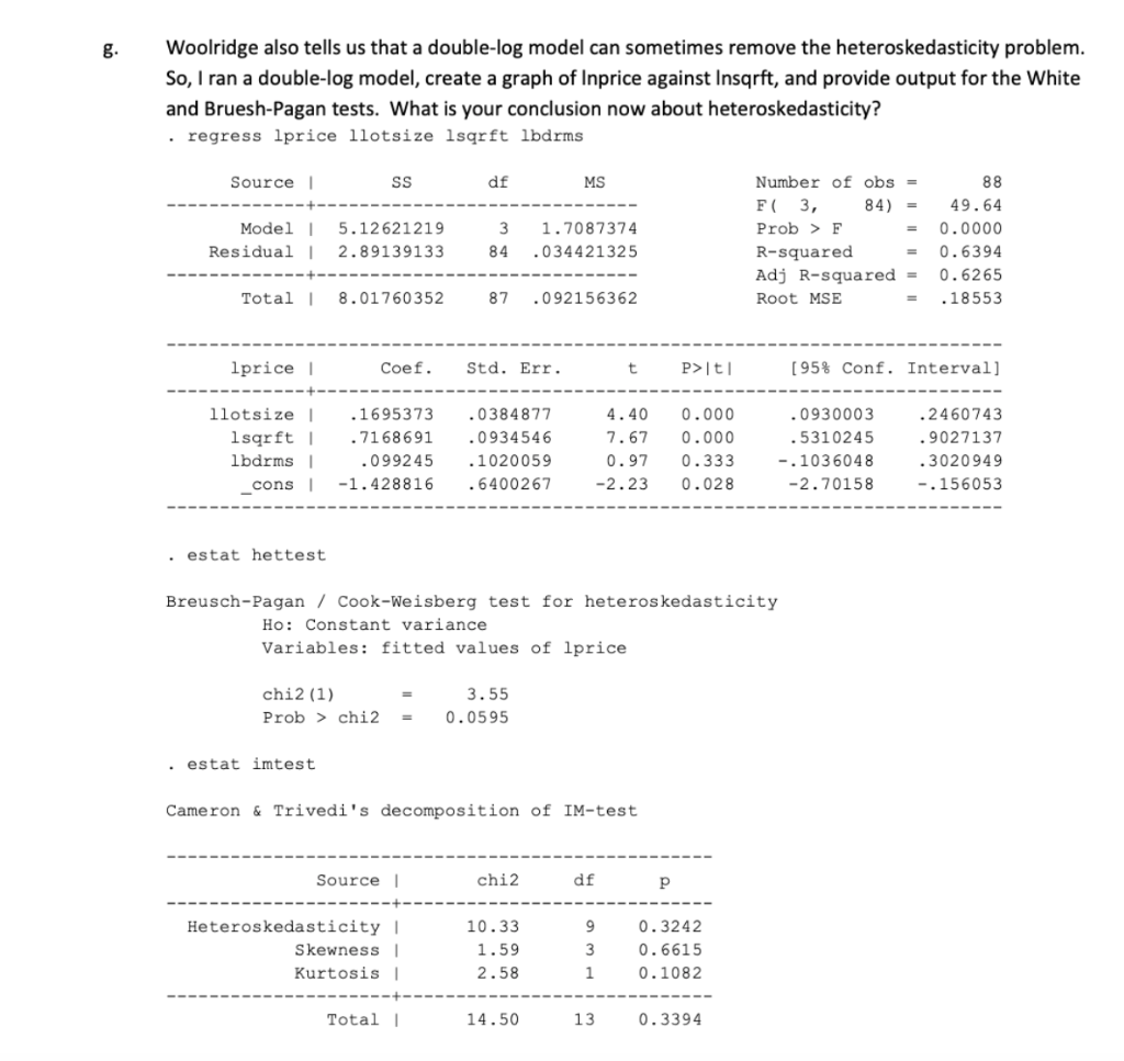 Solved g Woolridge also tells us that a double-log model can | Chegg.com