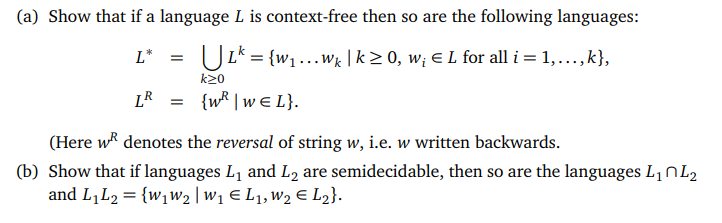 Solved (a) Show that if a language L is context-free then so | Chegg.com