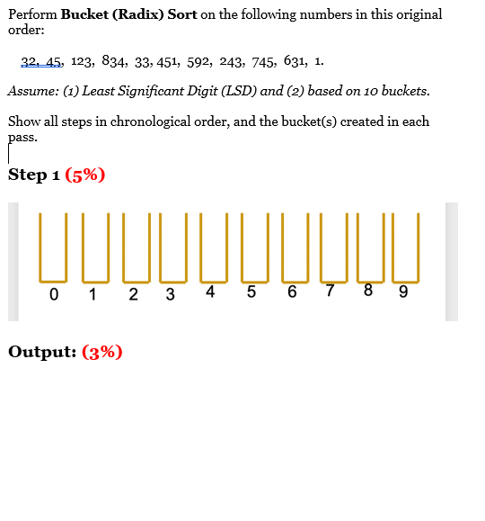 Solved Perform Bucket (Radix) Sort on the following numbers | Chegg.com