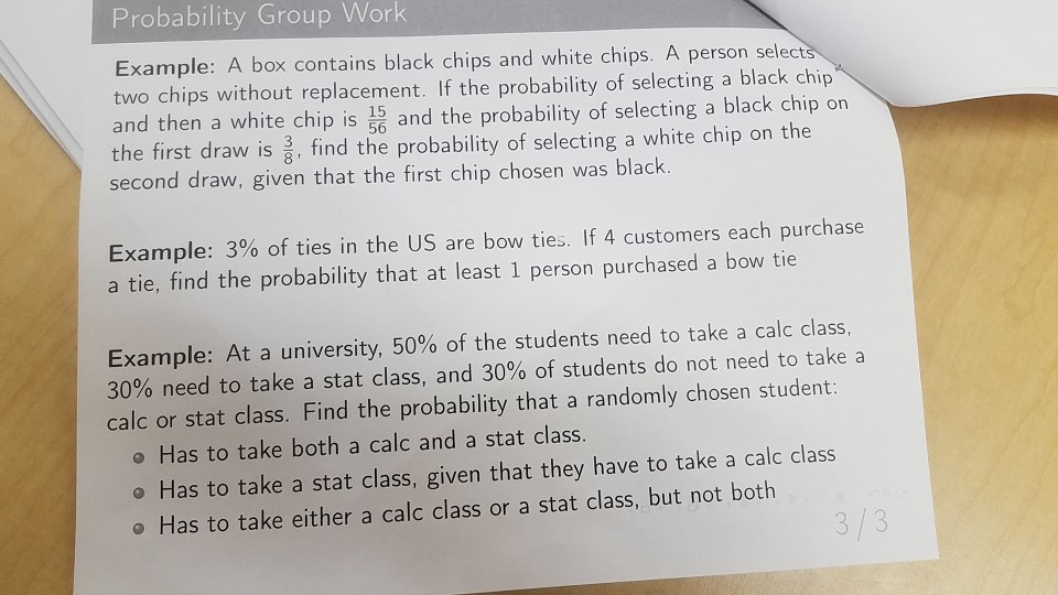 Solved Probability Group Work Example: A box contains black | Chegg.com