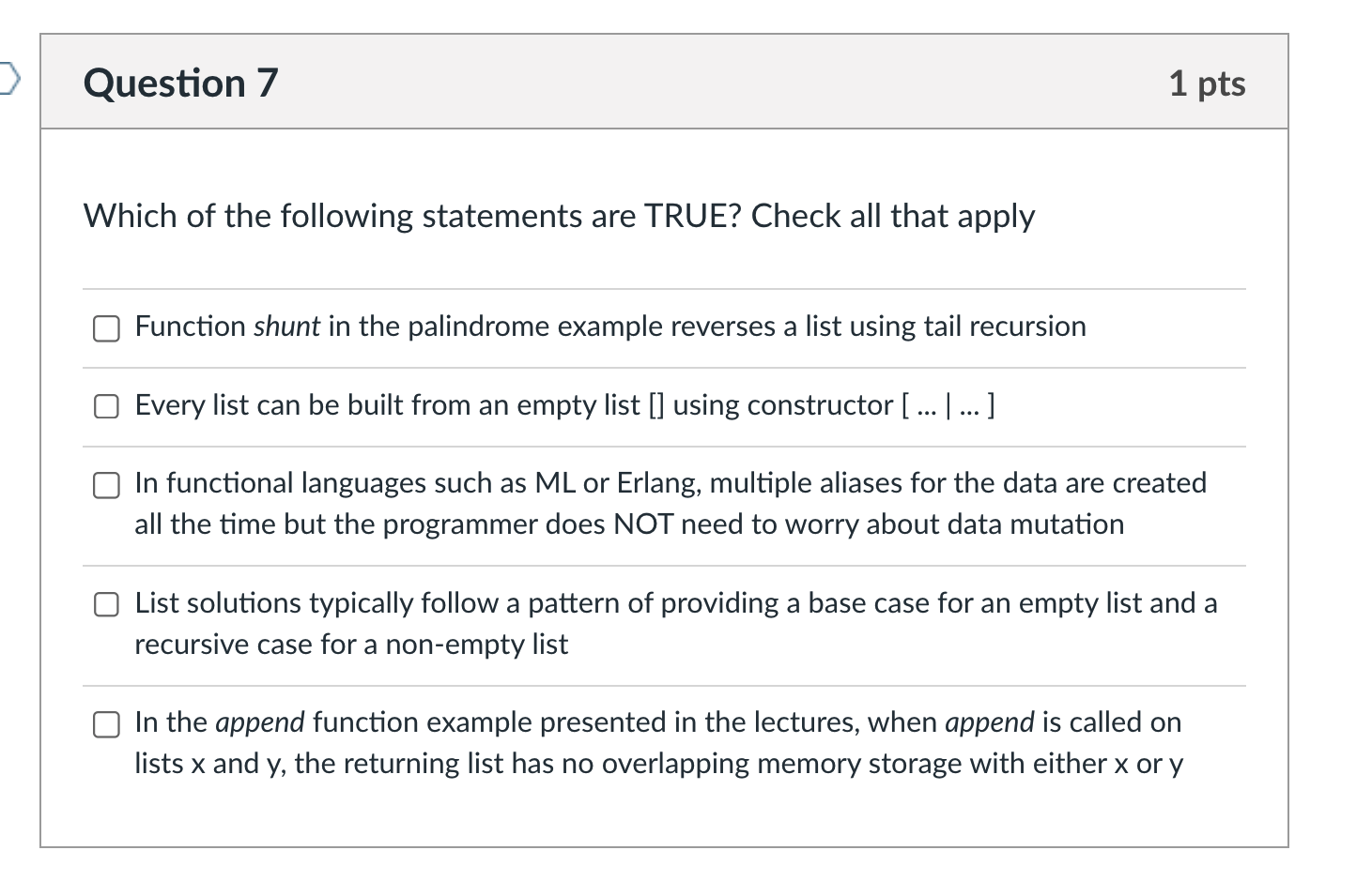 Solved Which of the following statements are TRUE? Check all | Chegg.com