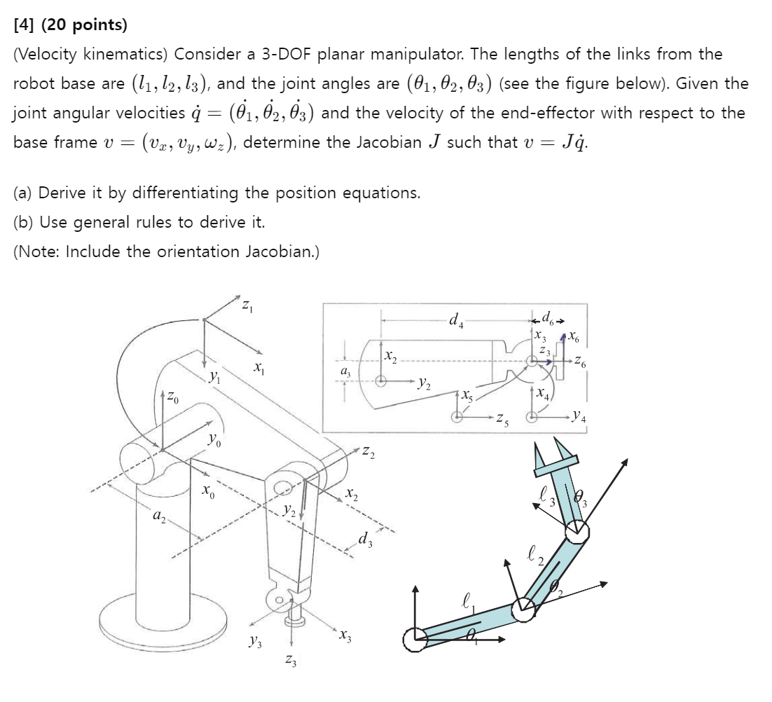 Solved [4] (20 ﻿points)(Velocity ﻿kinematics) ﻿Consider | Chegg.com