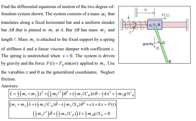 Solved F(t) m, PA gravity 9 Find the differential equations | Chegg.com