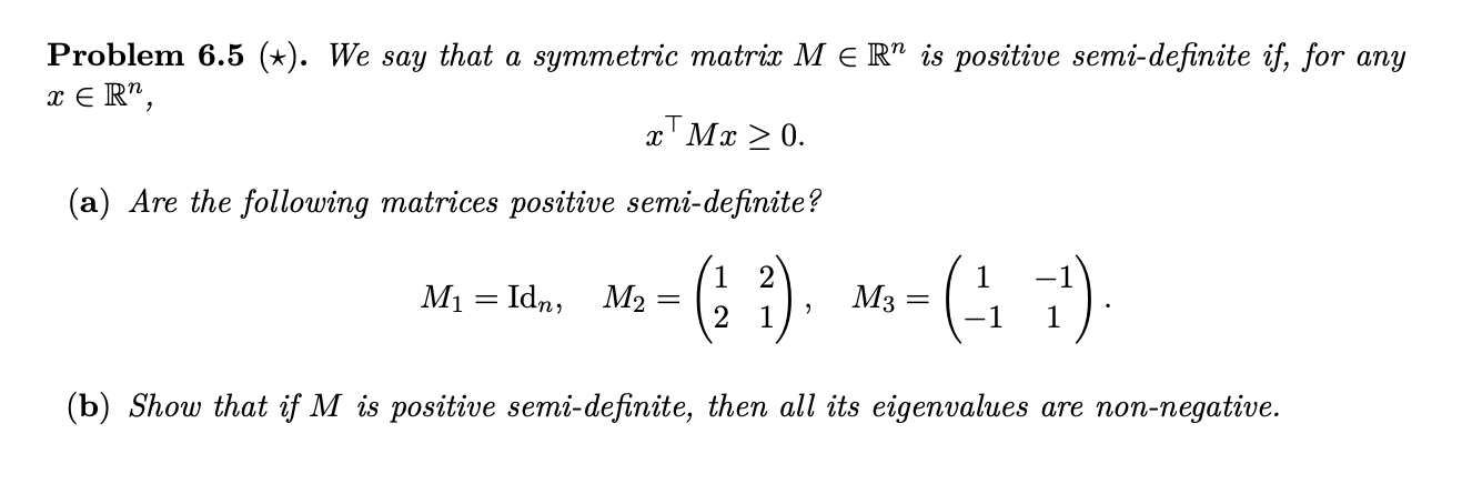 Solved Problem 6.5 ( ⋆ ). We say that a symmetric matrix | Chegg.com