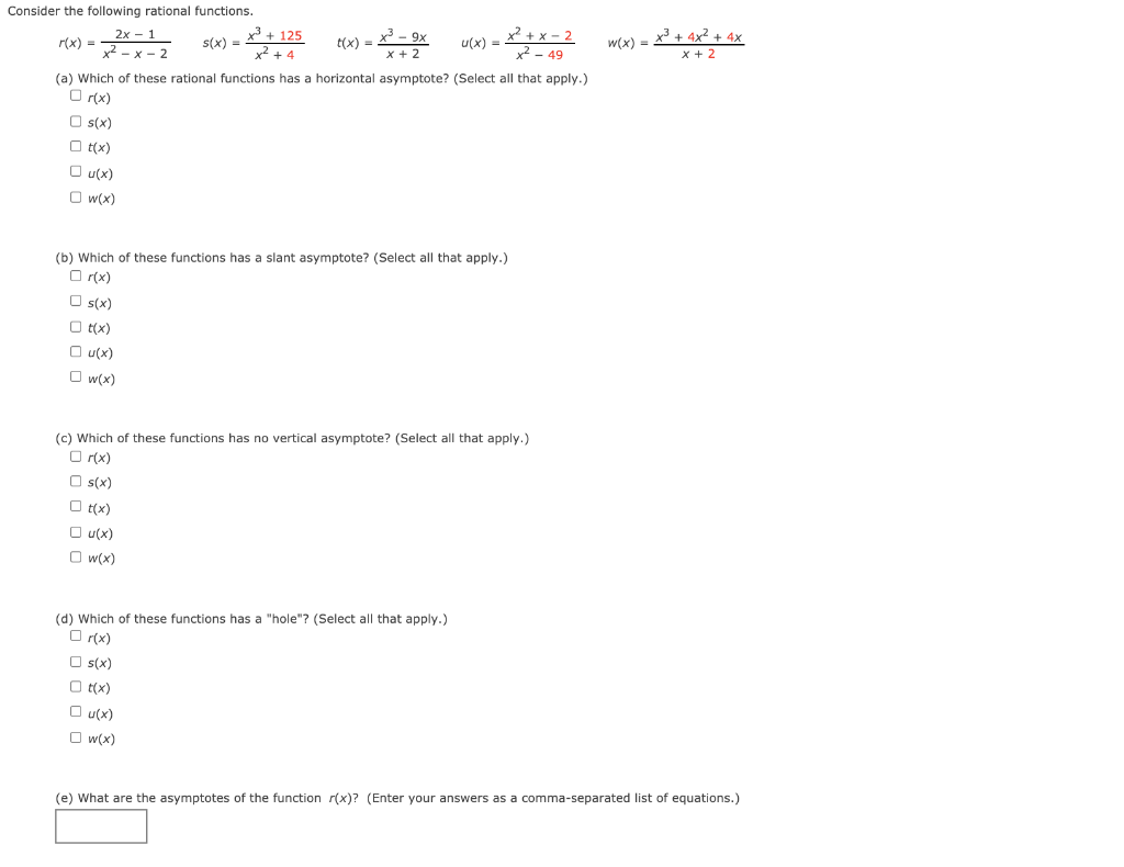 Solved Consider the following rational functions. x3 + 125 | Chegg.com