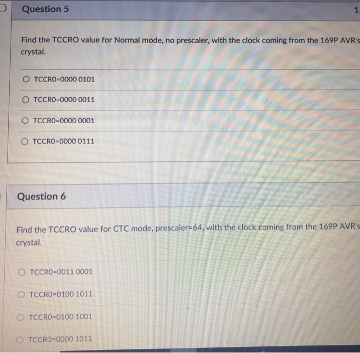 Solved D Question 1 How many timers are in the ATmega32? O 4 | Chegg.com