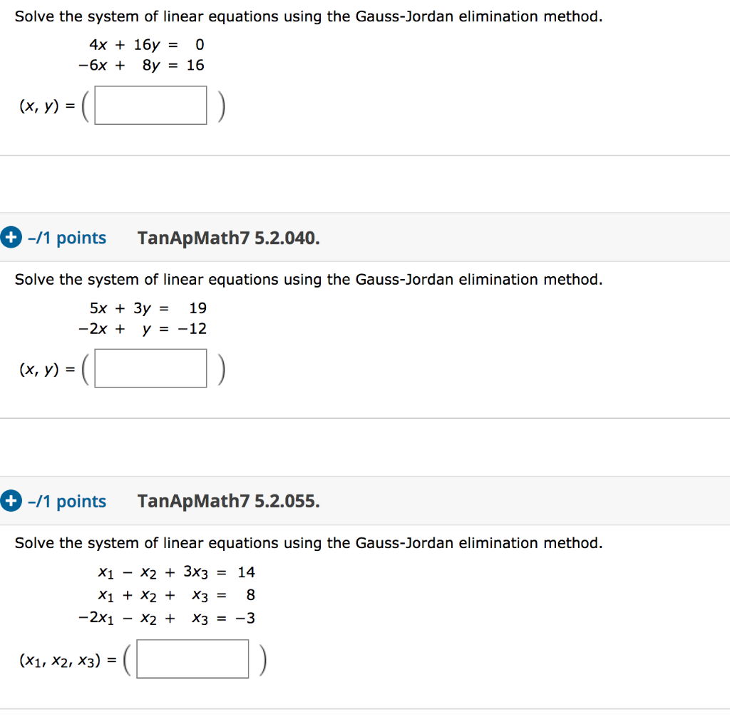 Solved Solve the system of linear equations using the | Chegg.com