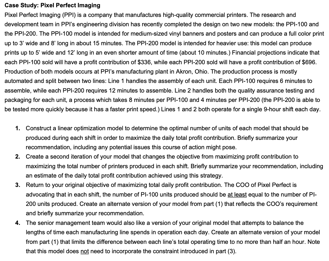 Solved Case Study: Pixel Perfect Imaging Pixel Perfect | Chegg.com