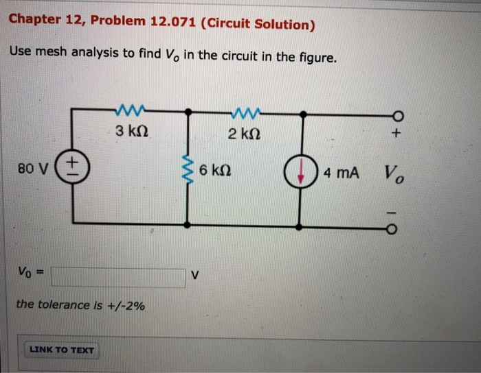 Solved Chapter 12, Problem 12.071 (Circuit Solution) Use | Chegg.com