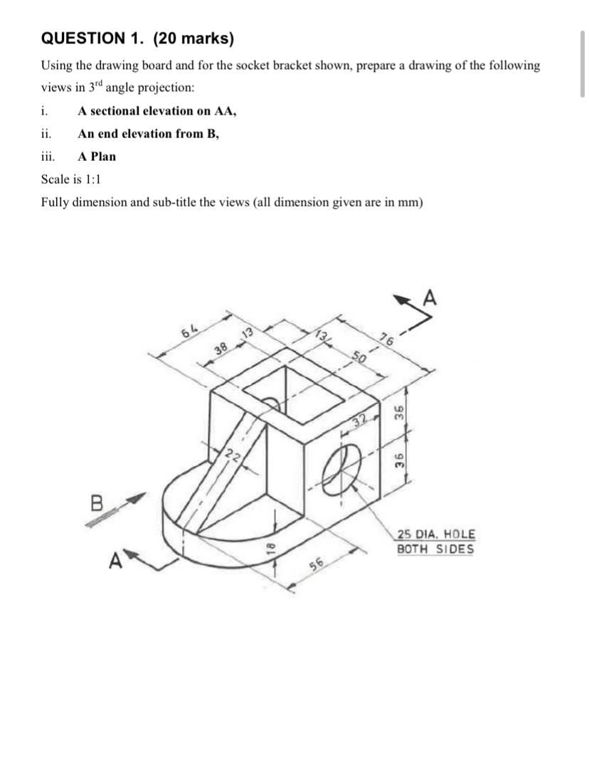 Solved QUESTION 1. (20 marks) Using the drawing board and | Chegg.com