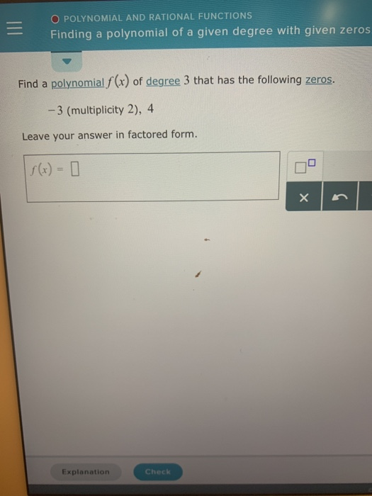 Solved O POLYNOMIAL AND RATIONAL FUNCTIONS Finding a | Chegg.com