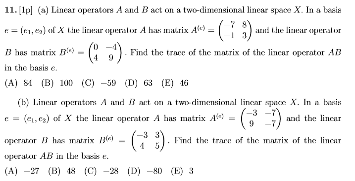 Solved 11. [1p] (a) Linear operators A and B act on a | Chegg.com