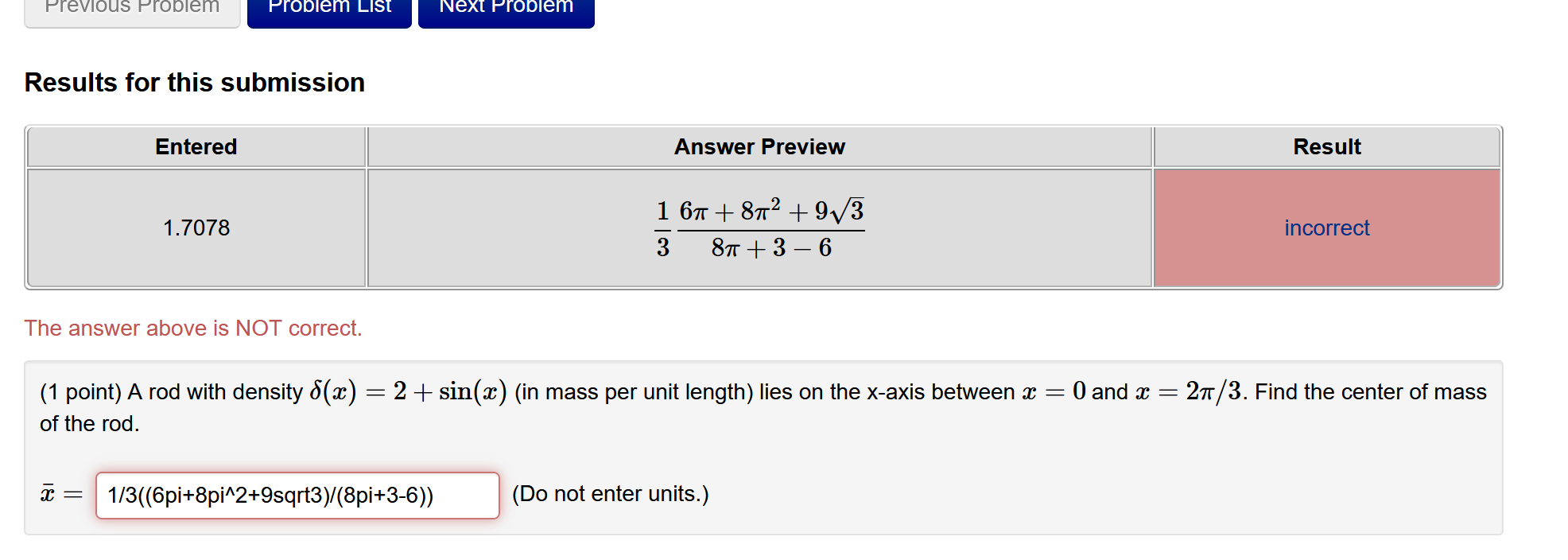 Solved A rod with density δ(x)=2+sin(x) (in mass per unit | Chegg.com