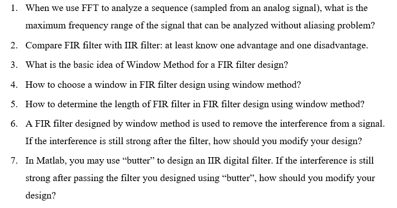 Solved 1. When we use FFT to analyze a sequence (sampled | Chegg.com