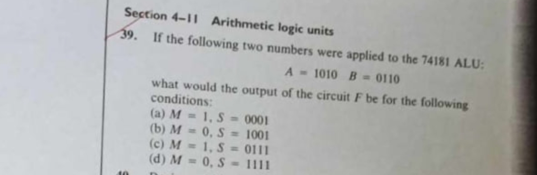 Solved Section 4-11 Arithmetic logic units 39. If the | Chegg.com