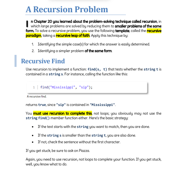Solved A Recursion Problem 1 n Chapter 20 you learned about | Chegg.com