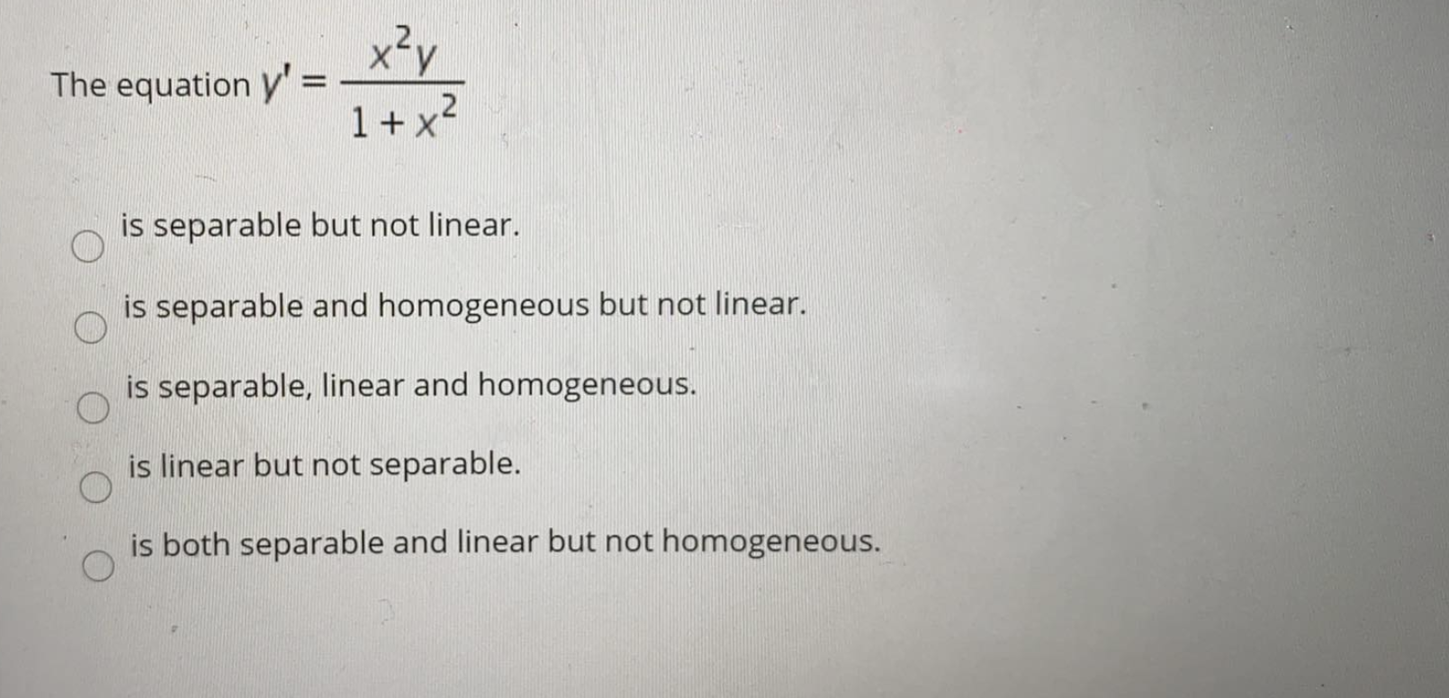 Solved x²y The equation y' = 1+x? is separable but not | Chegg.com