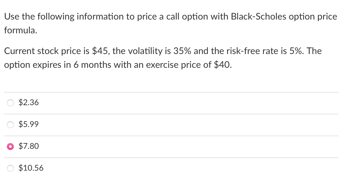 Use the following information to price a call option | Chegg.com