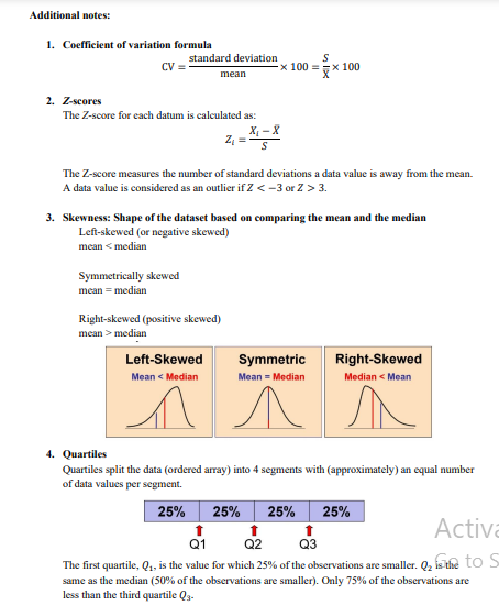 Additional notes: 1. Coefficient of variation formula | Chegg.com