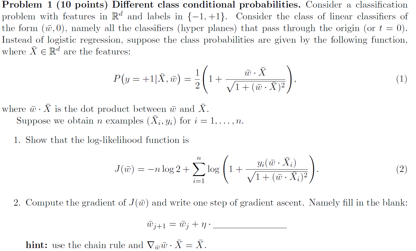 Problem 1 (10 points) Different class conditional | Chegg.com
