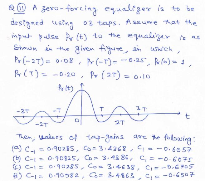 Solved Q 1 A zero-forcing equalizer is to be designed using | Chegg.com