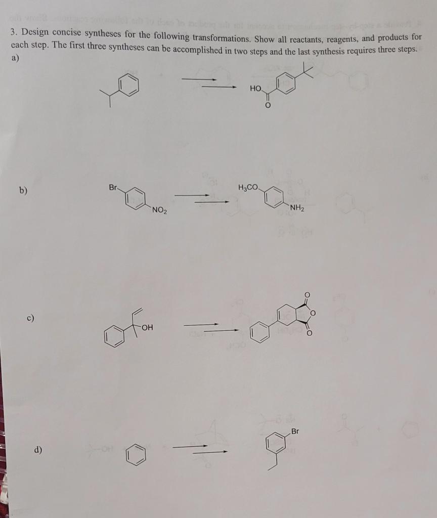 Solved 3. Design concise syntheses for the following | Chegg.com