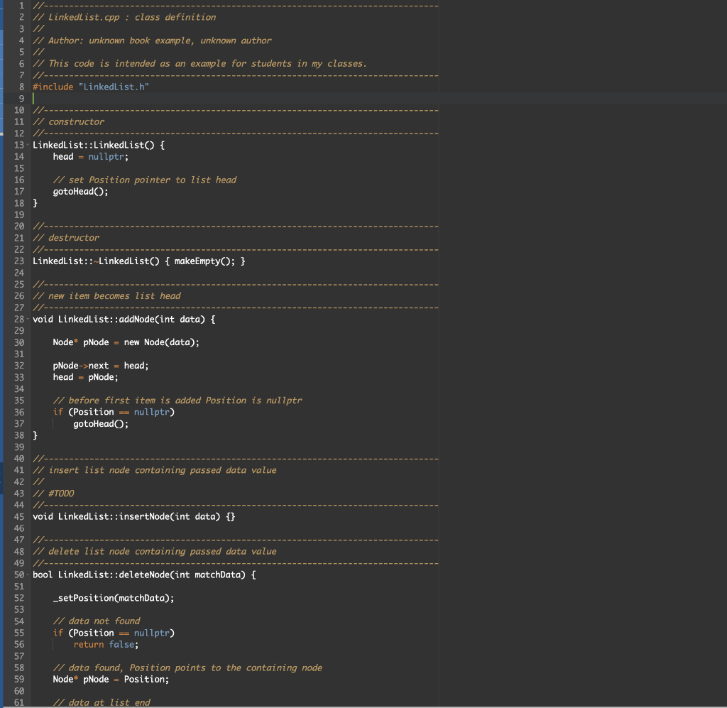 Solved Maintain a sorted linked list The starter code is | Chegg.com