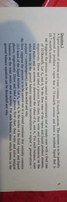 Solved A liquid mixture of acetone and water contains 35 | Chegg.com