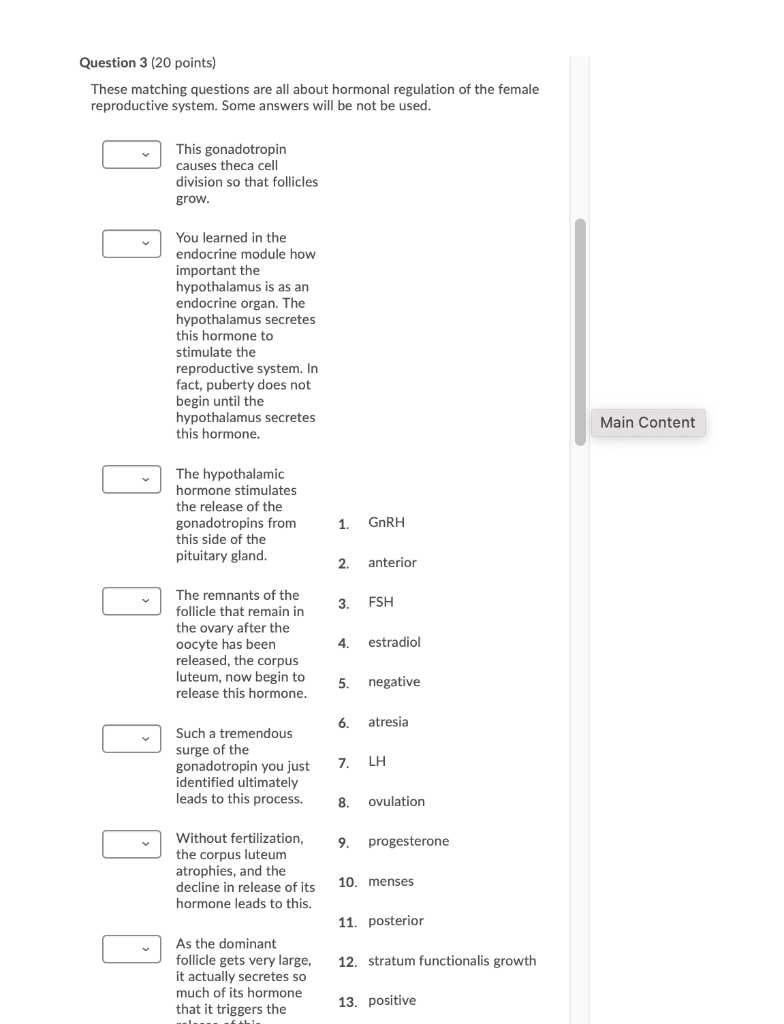 Solved Question 3 (20 points) These matching questions are | Chegg.com