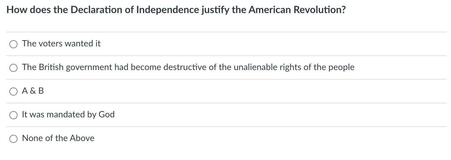 Solved How does the Declaration of Independence justify the | Chegg.com