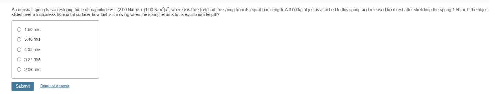Solved slides over a frictionless horizontal surface, how | Chegg.com