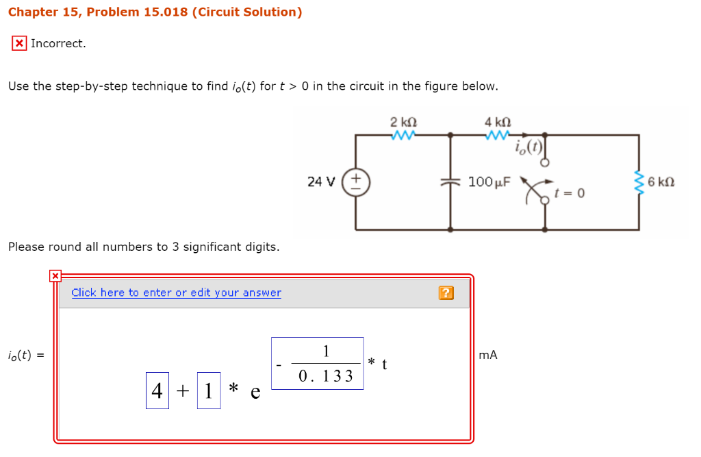 Solved Chapter 15, Problem 15.018 (Circuit Solution) | Chegg.com
