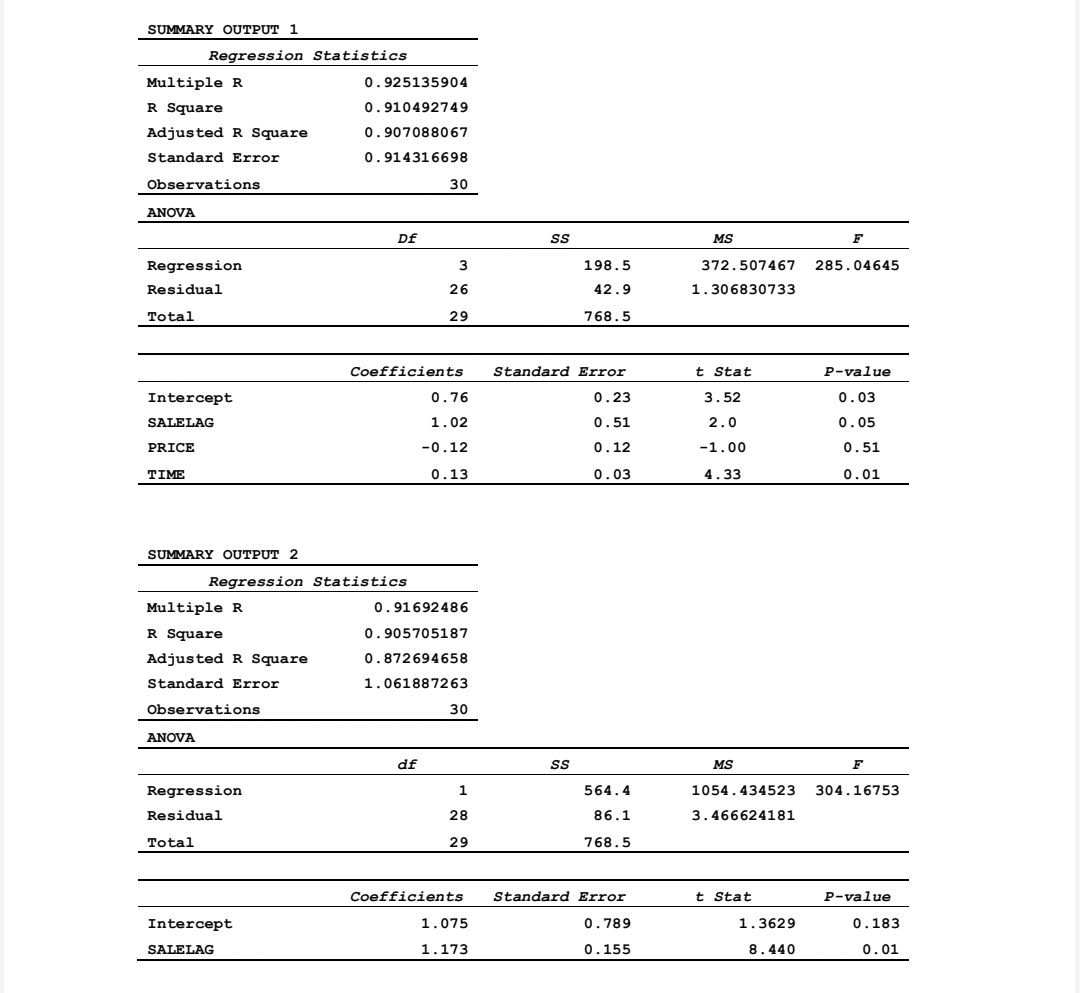 Solved 1. Multiple Regression Given two regressions of a | Chegg.com