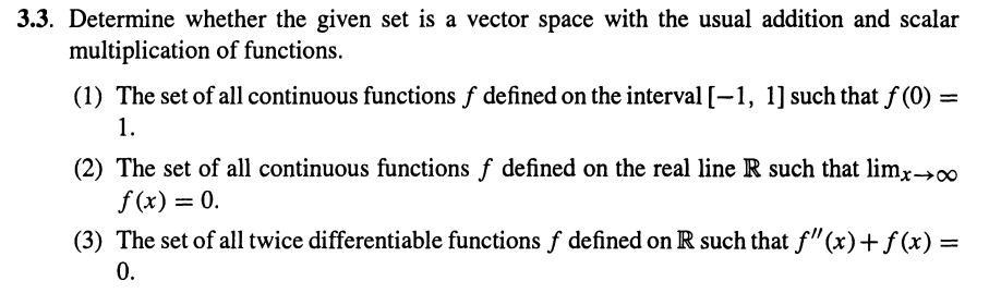 Solved 3. Determine whether the given set is a vector space | Chegg.com