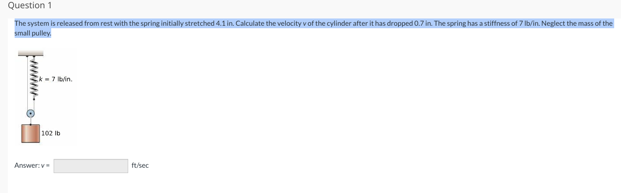Solved The system is released from rest with the spring | Chegg.com